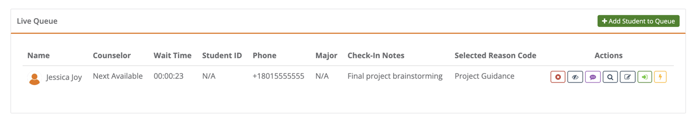 Managing Students in the Live Queue